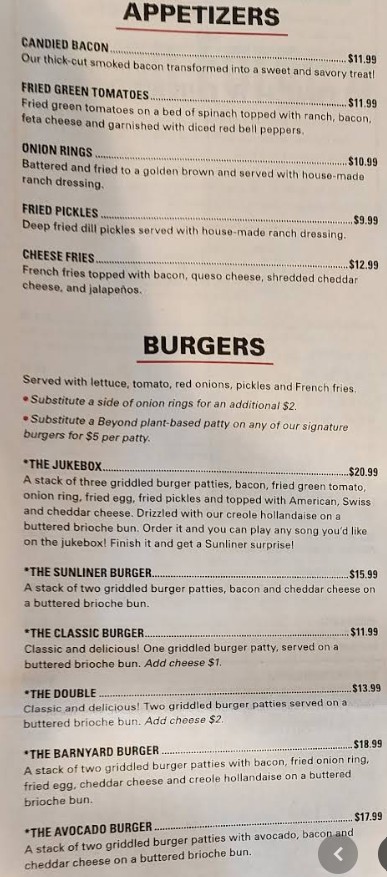 Sunliner Diner Restaurant Menu | Pigeon Forge 50s Diner