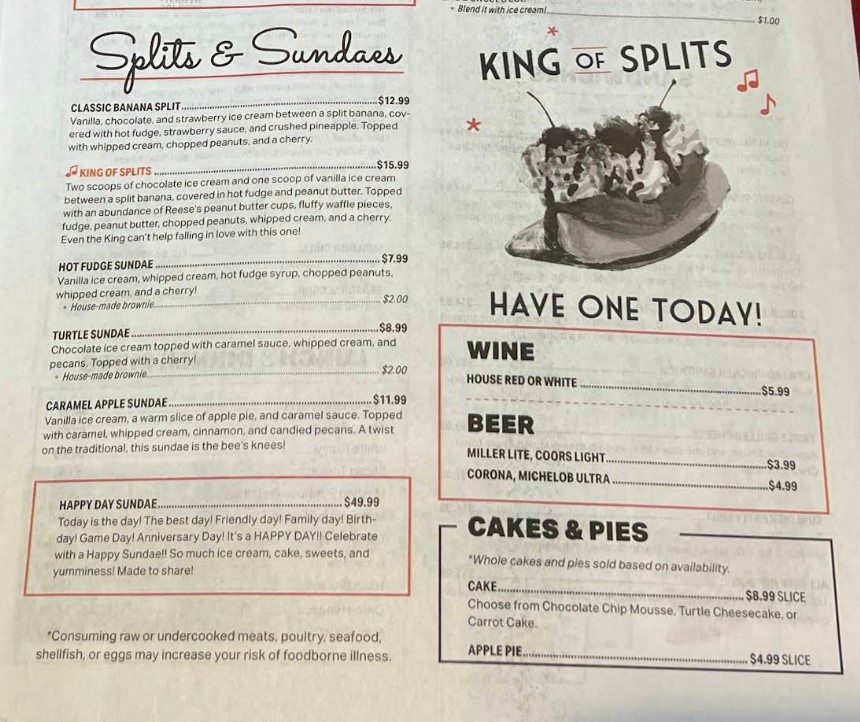 Sunliner Diner Restaurant Menu | Pigeon Forge 50s Diner